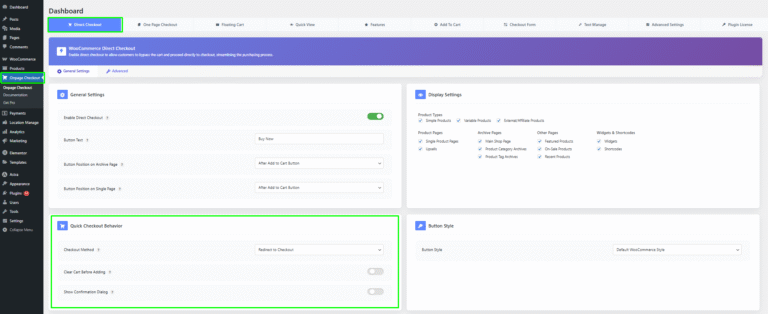 Direct Checkout Button Behavior - Plugincy